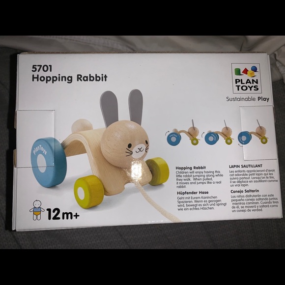 Toys | Plantoys Wooden Hopping Rabbit Push And Pull Toy | Poshmark
